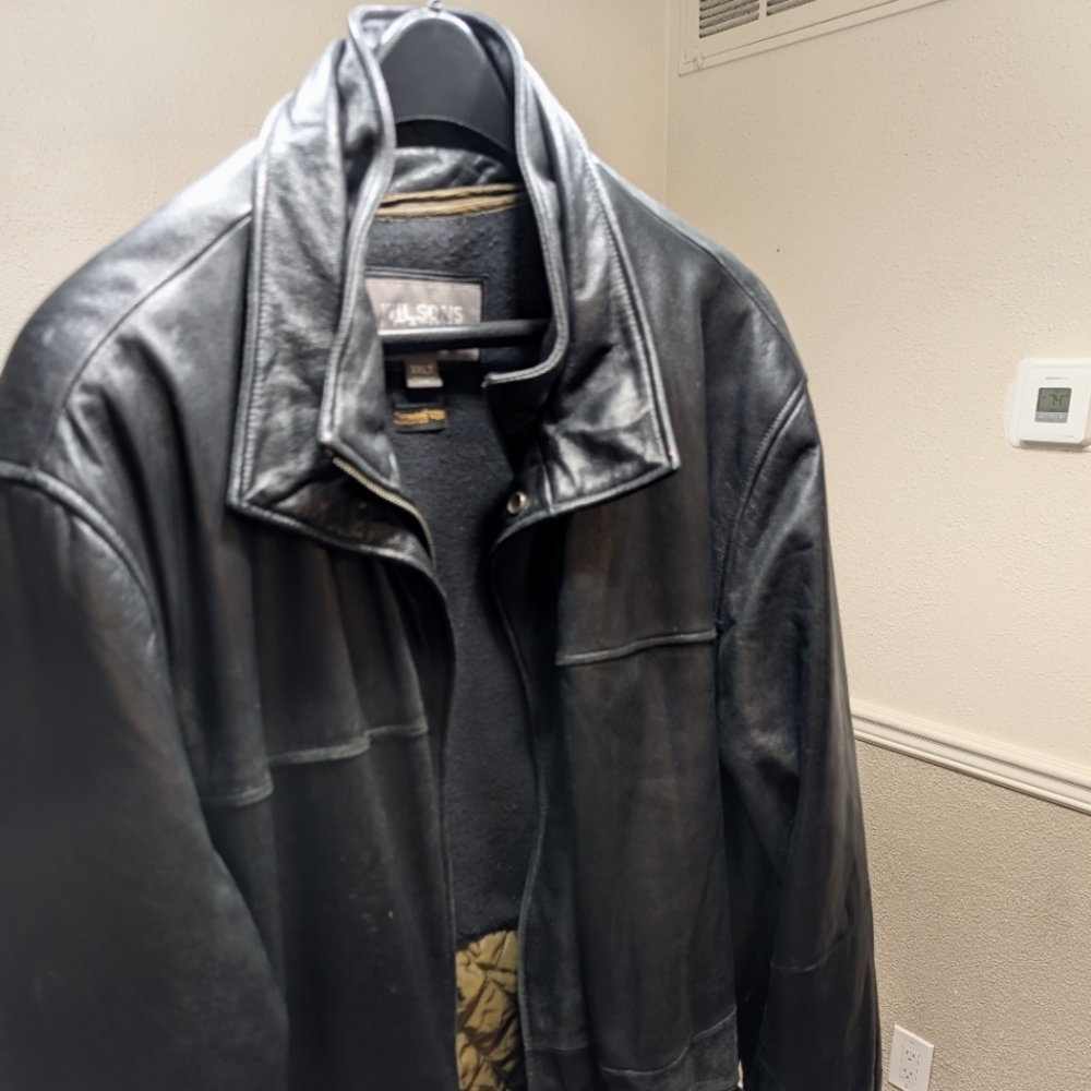 Vtg Wilsons Leather Jacket Mens Size 3xlt Black Thins… - Gem
